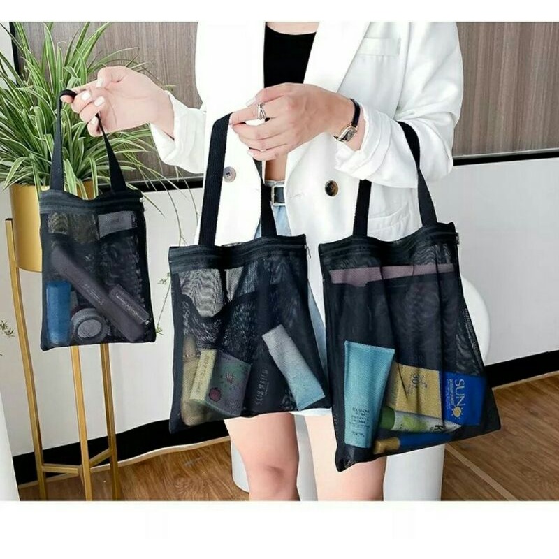 Jual Tas Organizer Travel Pouch cosmetic Tas kosmetik jaring nylon ...