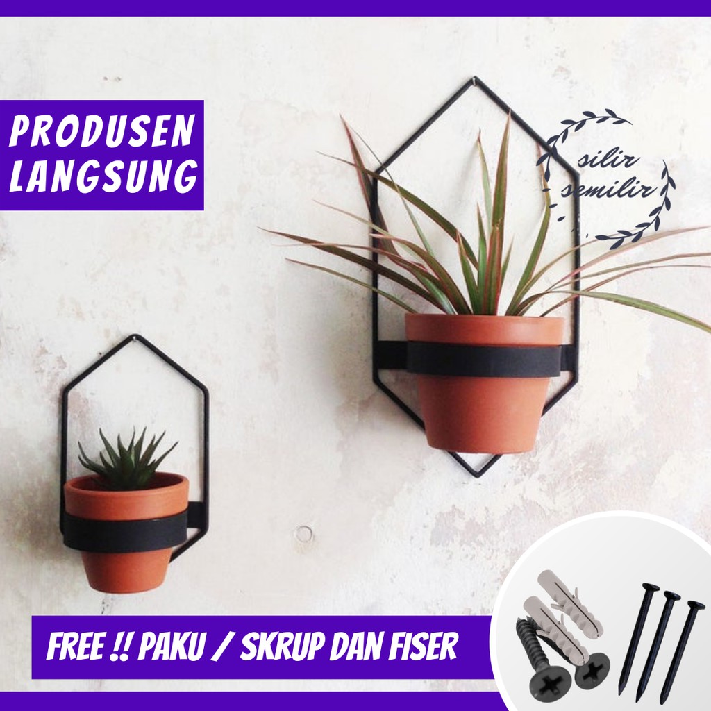 Jual SMF021 Rak Standing Pot Tempel Dinding Hiasan Bunga Besi Plastik ...