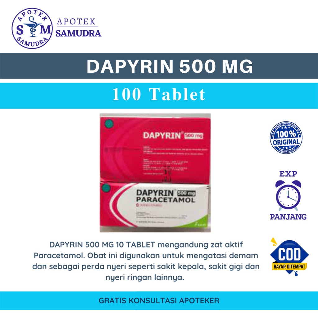 Jual DAPYRIN 500mg Tablet - BOX isi 200 tablet (Obat Demam, Sakit ...