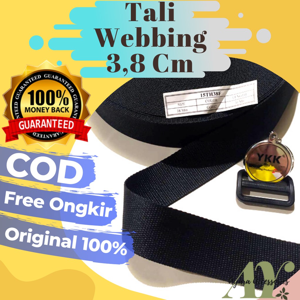 Jual TALI WEBBING YKK METERAN 3,8 CM HITAM ORI TERMURAH | Shopee Indonesia