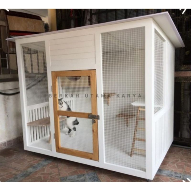 Jual rumah kucing kandang hewan peliharaan kayu custom indoor outdoor ...