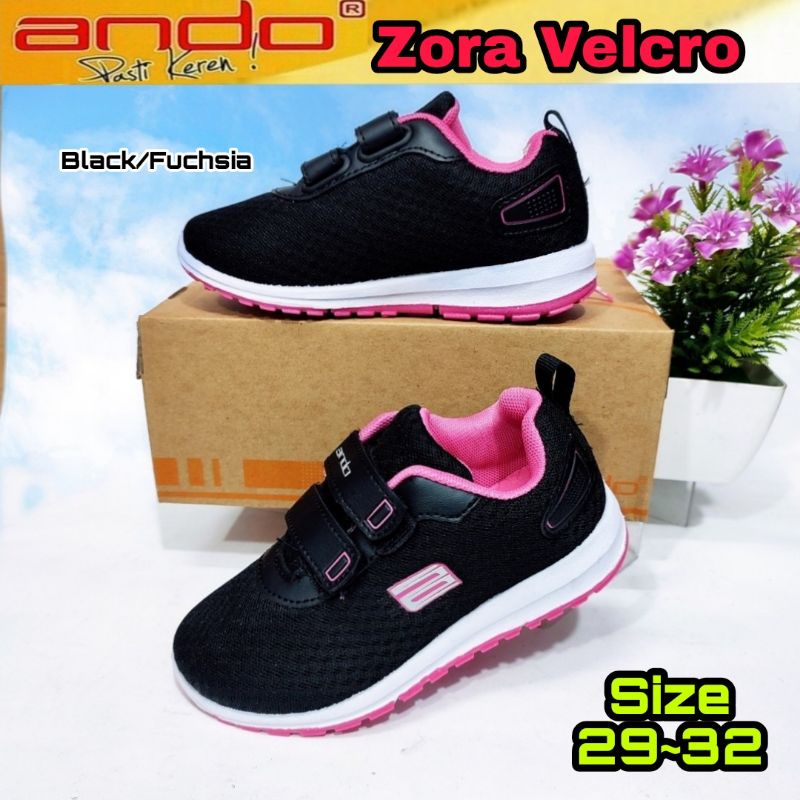 Jual Sepatu Sekolah Anak Cewek Kekinian Ando Lily Flower Rebecca Velcro Tempel Perekat Original ...