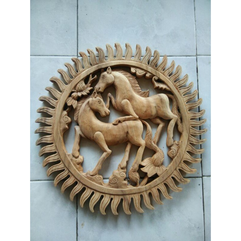 Jual Ukiran Bali Hiasan Dinding Pandil Kuda 40cm | Shopee Indonesia