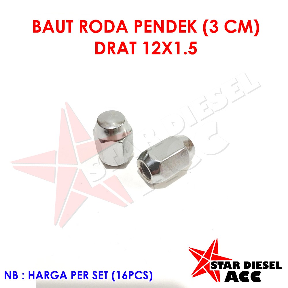 Jual BAUT RODA MOBIL DRAT 12X1.5 UKURAN PANJANG 3 CM MUR RODA PAJERO SPORT TRITON MUR RACING ...