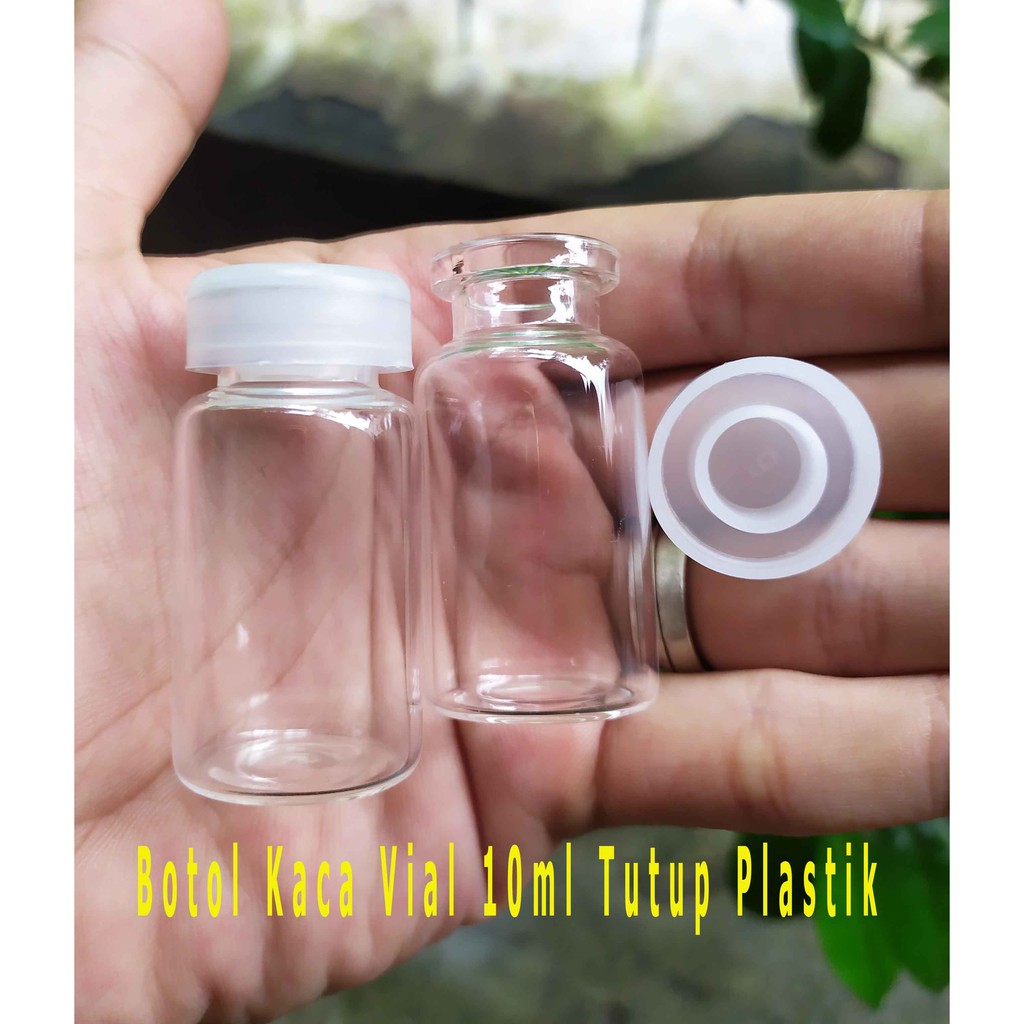 Jual Botol Mini 10ml / Botol Kaca Tutup Plastik rapat / Wadah Cairan ...