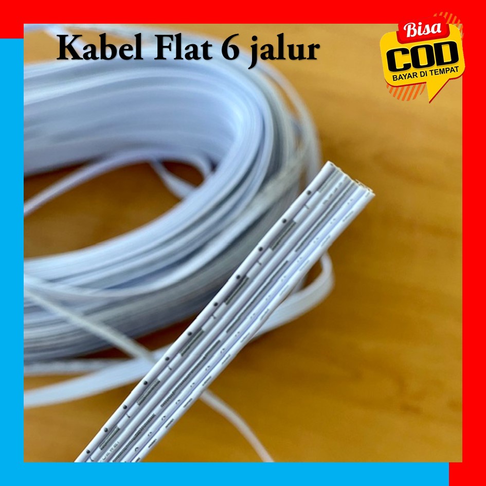 Jual Kabel Flat 6P Kabel Pita 6 Jalur Serabut AWG Cable 6 pin Gepeng ...