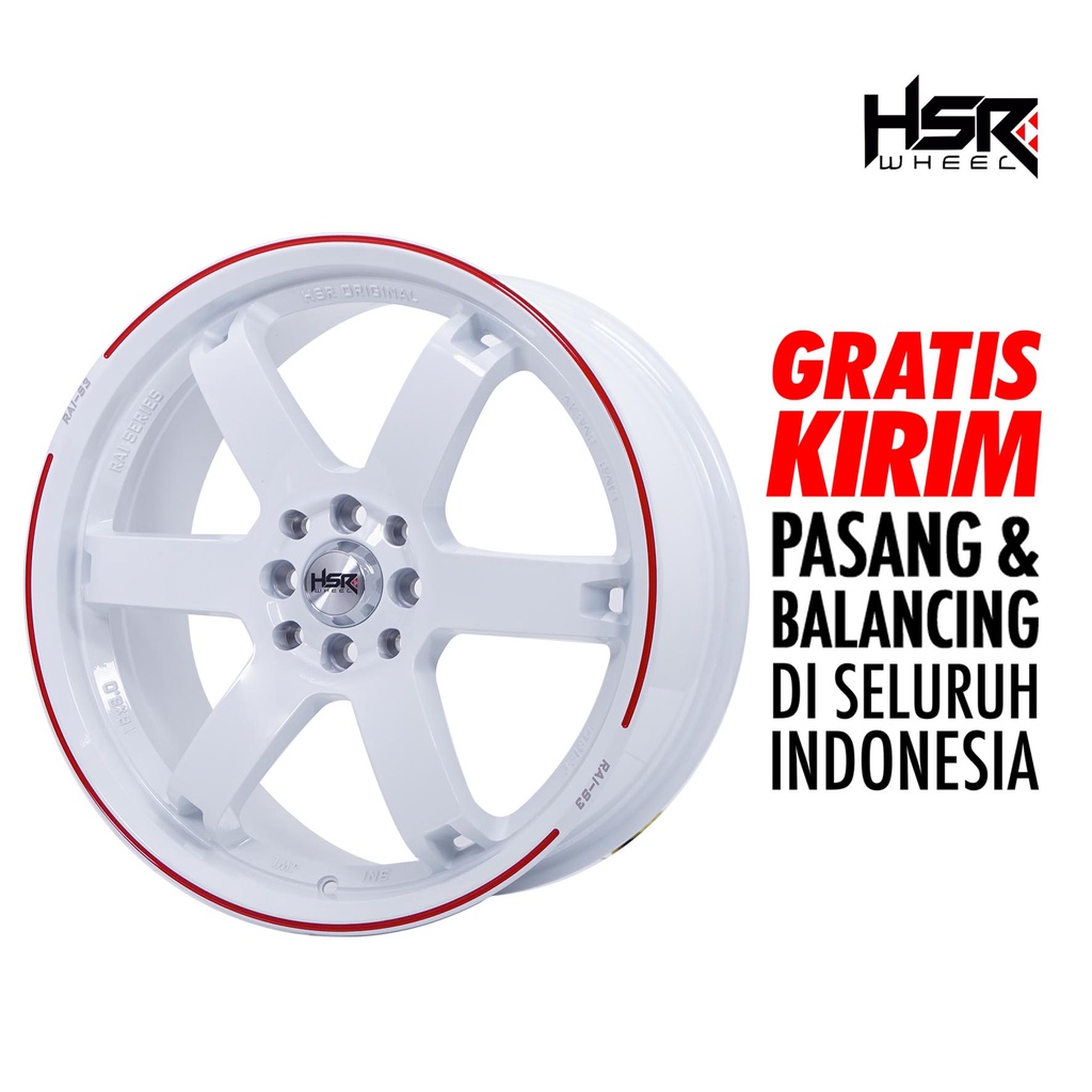 Jual Velg Mobil Ring 15 HSR RAI-S3 HSR R15X65 H8X100-114,3 ET42 Gloss White Red Line (5 pcs ...