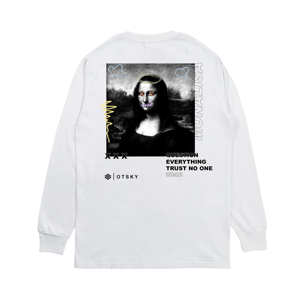 Jual Otsky Kaos Pria Lengan Panjang Monalisa Black & White x Y4009Y ...