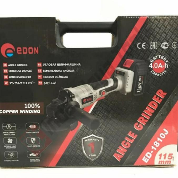 Jual Edon Ed-1810J Cordless Angle Grider Gerindra Tangan Baterai Tanpa Colo | Shopee Indonesia