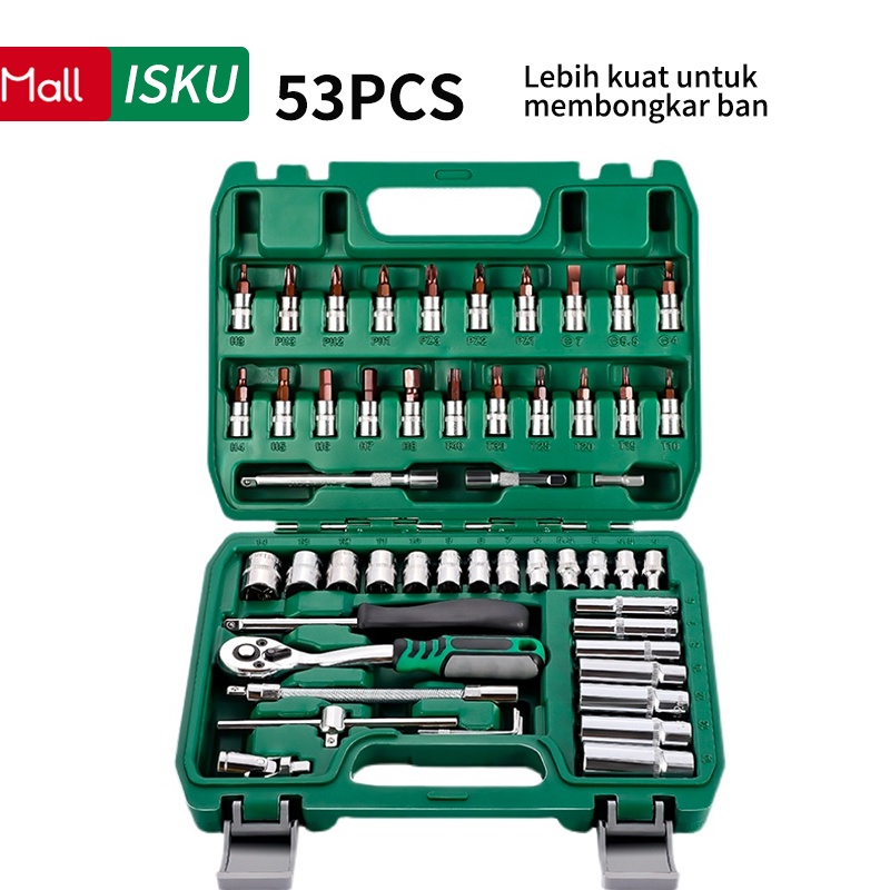 Jual Isku Kunci Shock Set Kunci Mata Sok 53 PCS Set Socket (1/4 ") Full ...