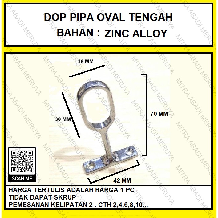Jual Bracket Pipa Oval Dop Tiang Pipa Oval TENGAH Pipa Gantungan Baju ...