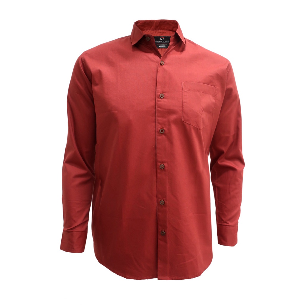 Jual Redcliff Kemeja Pria Polos Panjang Merah Bata 6BK3472F 6A1 ...
