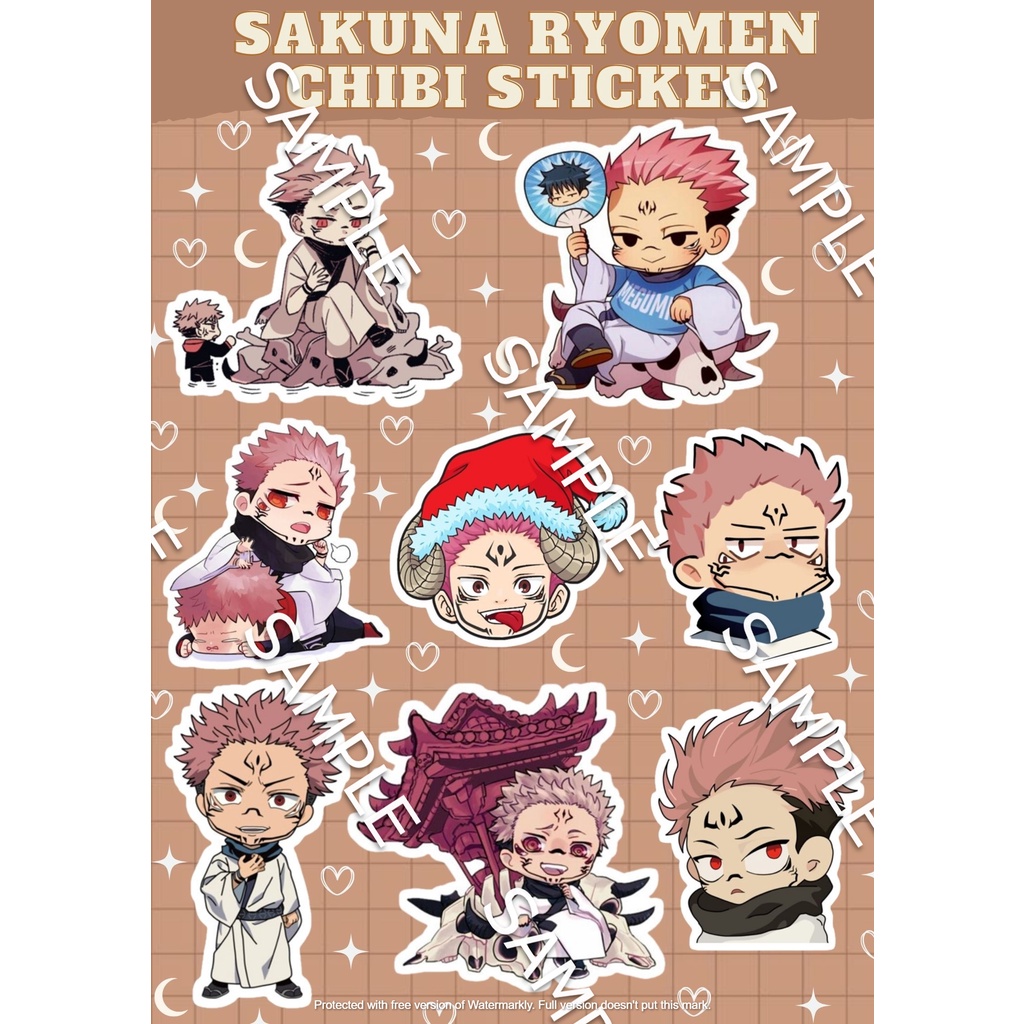 Jual STICKER SET JUJUTSU KAISEN CHIBI VERSION GOJO SAKUNA MEGUMI NOBARA ...