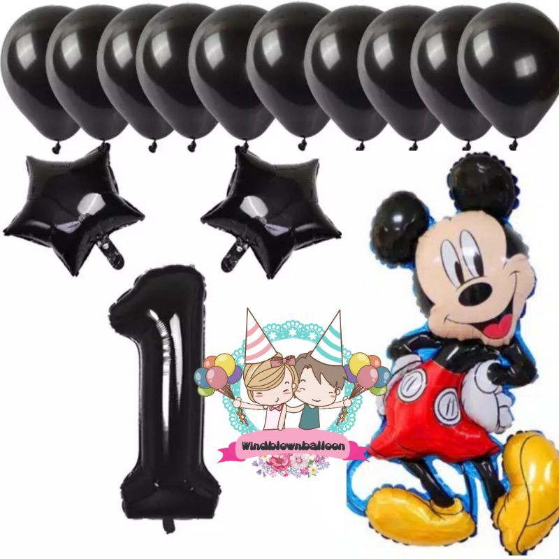 Jual WINDBLOWN BALON MICKEY BLACK SET FOR KIDS BIRTHDAY SURPRISE ULANG ...