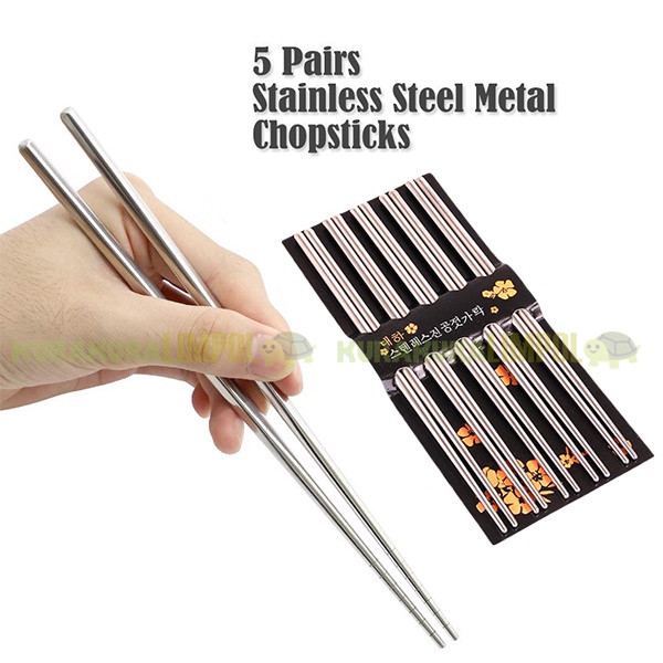 Jual Sumpit Stainless Steel Anti Slip Sumpit Korea 1 Set 5 Pasang 10 ...