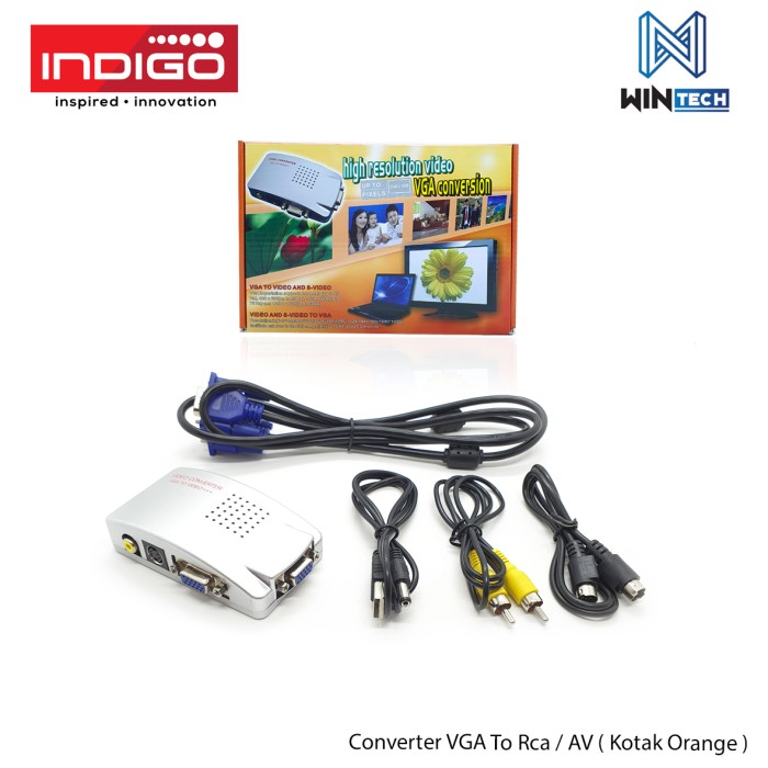 Jual CONVERTER VGA - RCA / AV / Converter VGA RCA AV ( Kotak Orange ) | Shopee Indonesia
