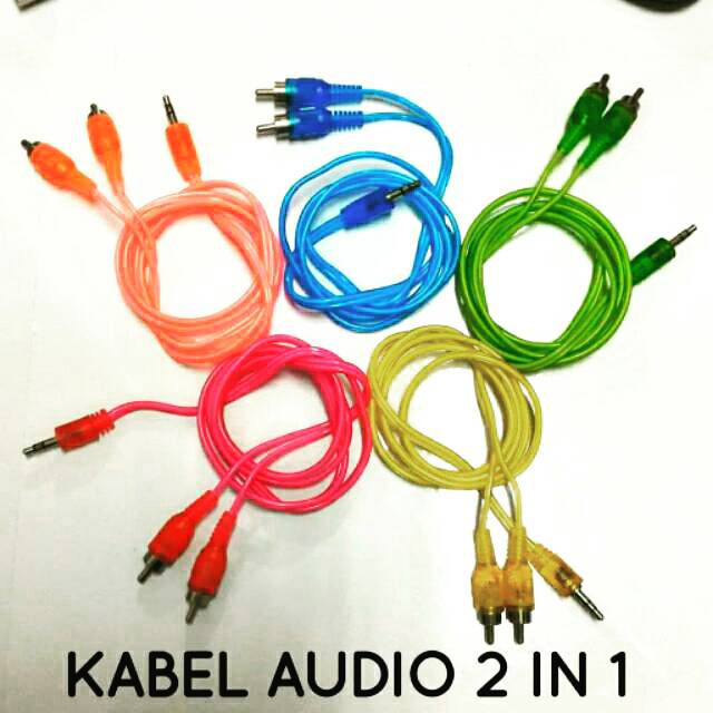 Jual Kabel Aux audio 2in1 / Kabel RCA panjang 1M, pemutar musik HP ke speaker atau sound ...