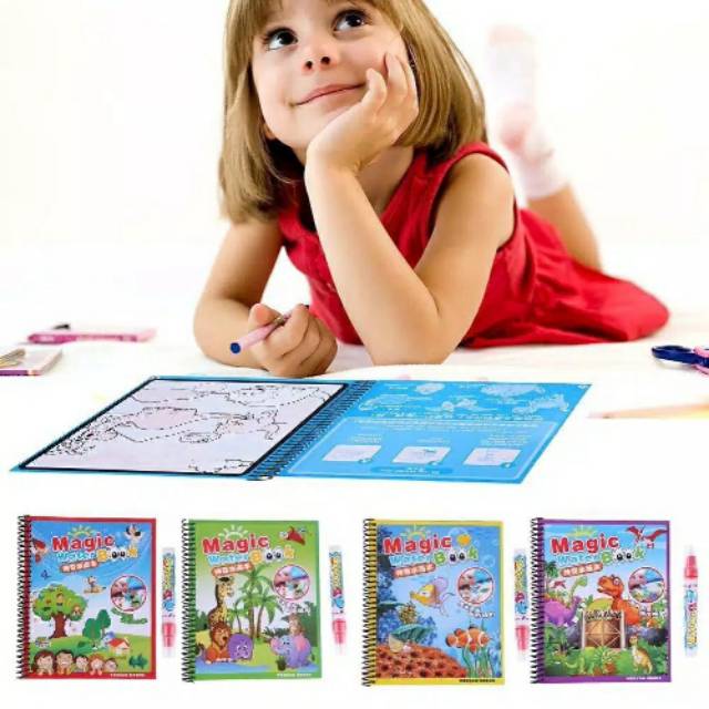Jual Magic coloring book. Buku gambar mewarnai dengan pena air | Shopee ...