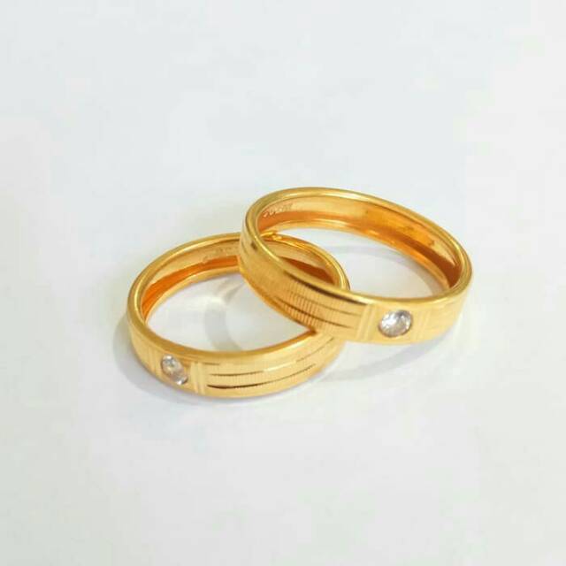 Jual Cincin Polos Permata Satu Cincin Nikah Cincin Kawin Elegant Emas ...