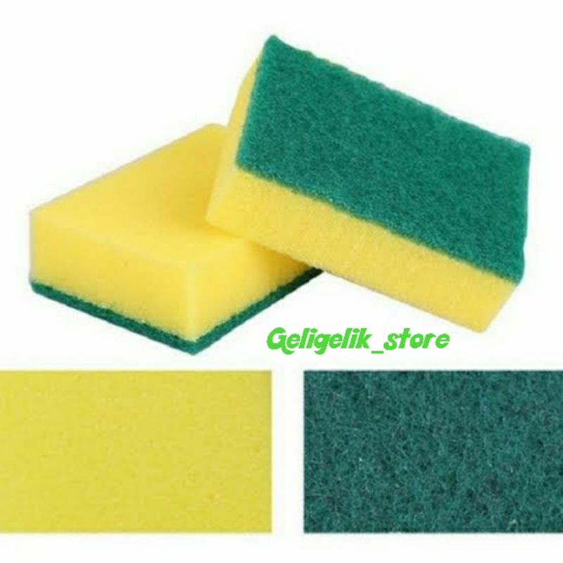 Jual Spon Busa Cuci Piring Kuning Hijau / Spon Cuci Piring Mama (1 Pcs ...