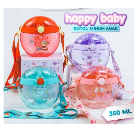 Jual Botol Minum Anak Happy Baby 350ML Dilengkapi Gantungan BPA FREE ...