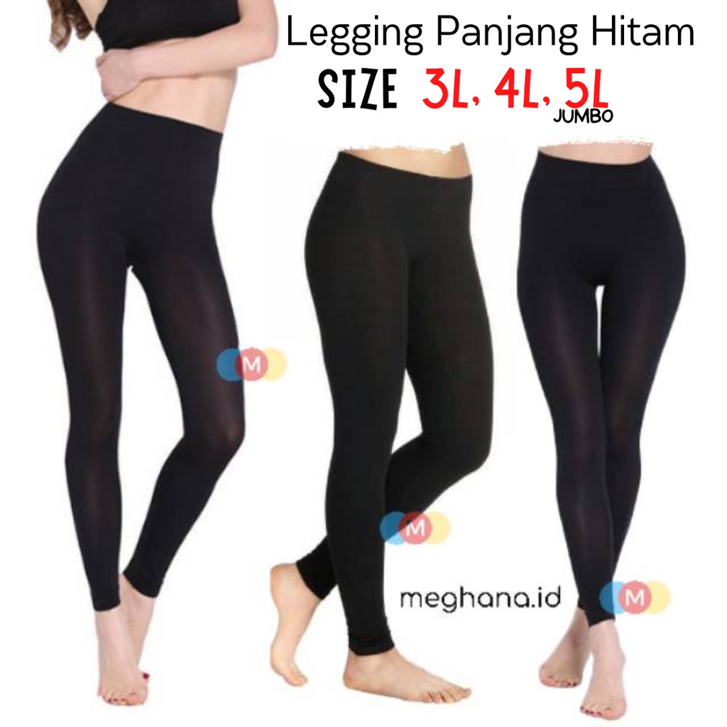 Jual Legging Wanita HITAM 5L Panjang Polos Yoga Gym Fitness Zumba ...