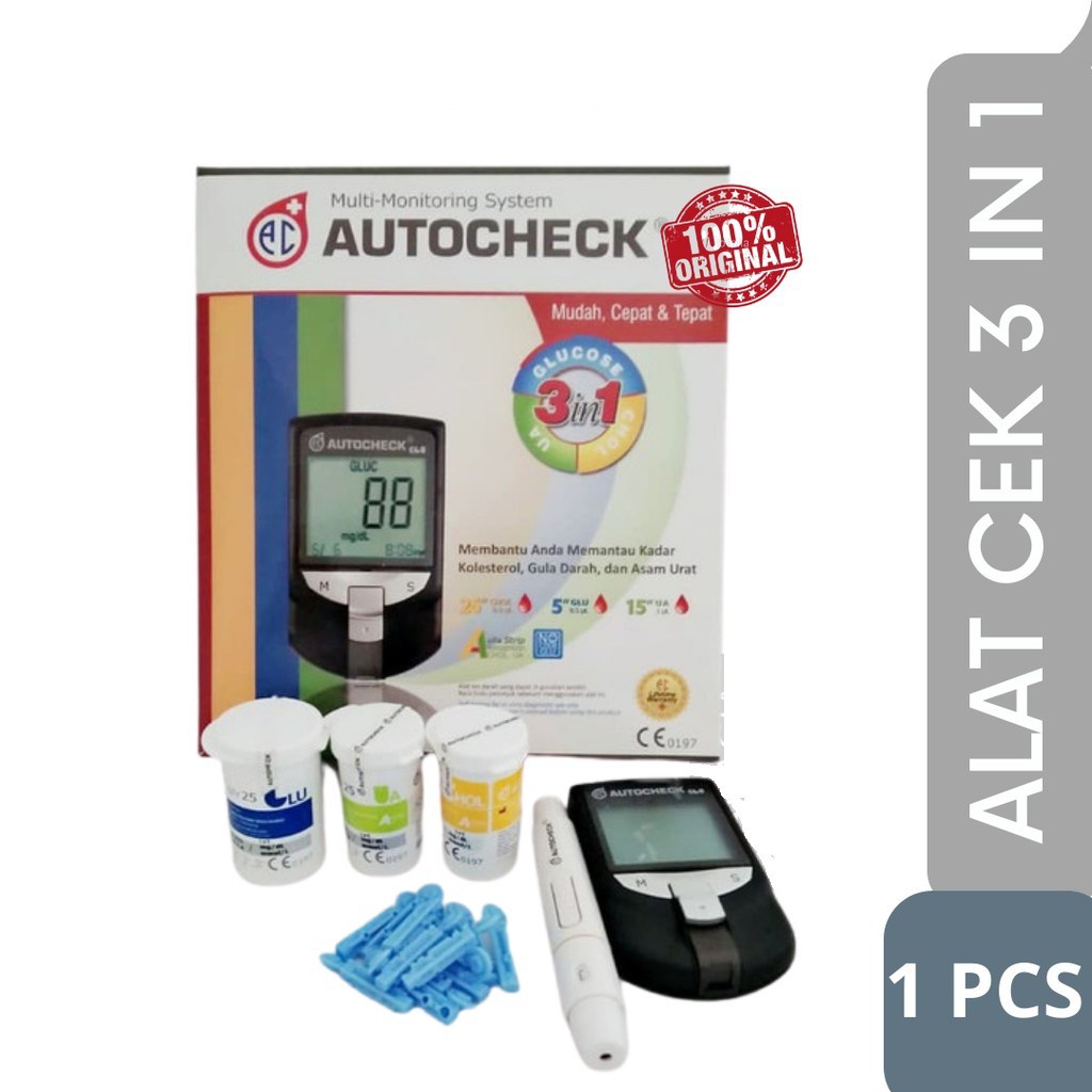 Jual Alat Autocheck 3 in 1 / GCU / Gula / Kolesterol /Asam Urat ...