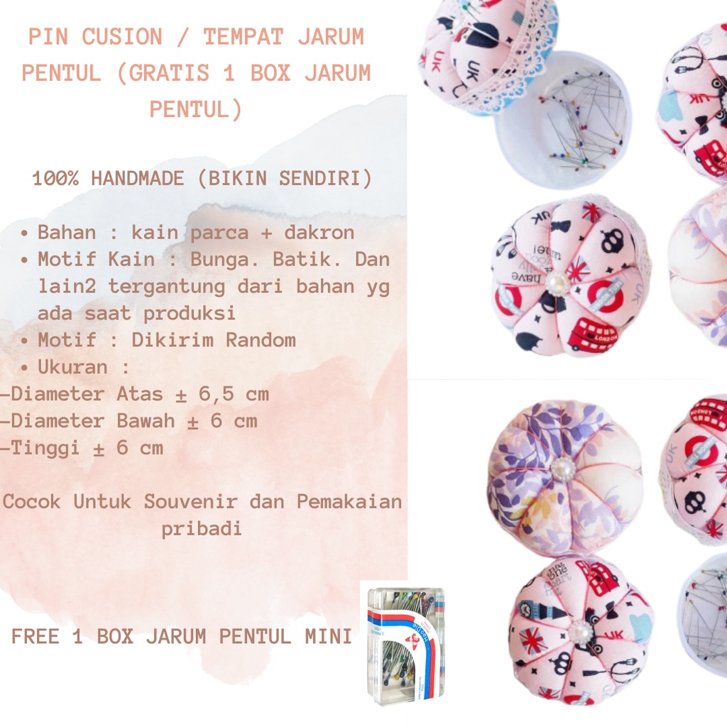 Jual Pin Cushion / Tempat Jarum Pentul GRATIS 1 Box Jarum Pentul ...