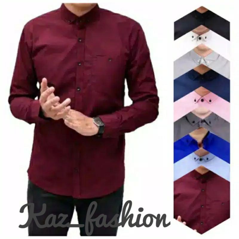 Jual POLOSAN Kemeja Polos Pria Dewasa Lengan Panjang Kasual Formal Top ...