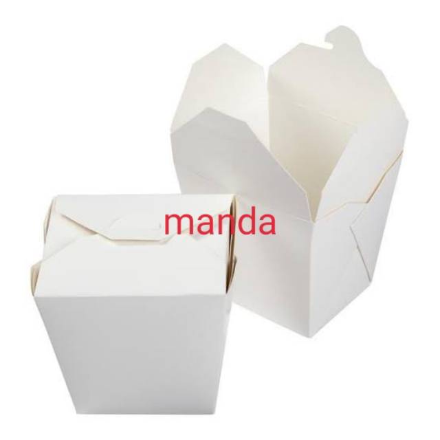 Jual Paper box food pail rice box kotak nasi makanan polos putih ukuran ...