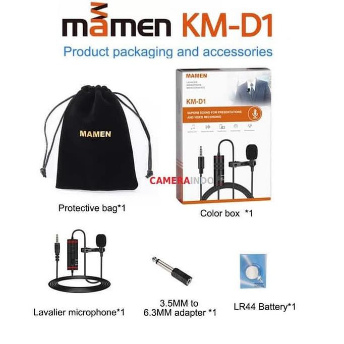 Jual MIC MAMEN KM D1 Clip On Lavalier Mic Microphone for Camera DSLR ...