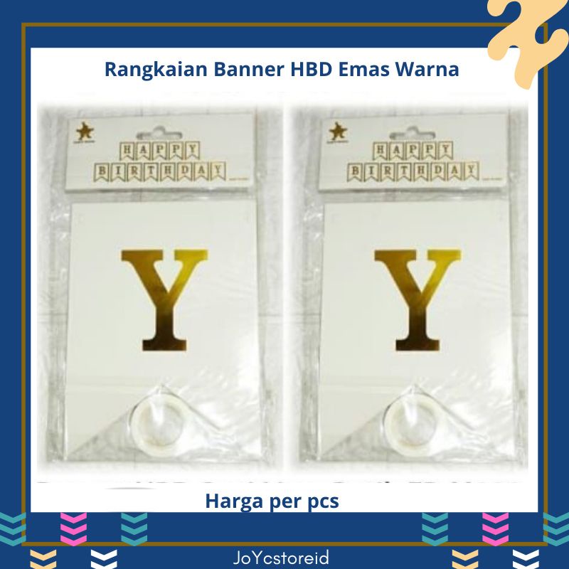 Jual Rangkaian Segi5 HBD Emas Warna | Tulisan HBD | Banner HBD ...