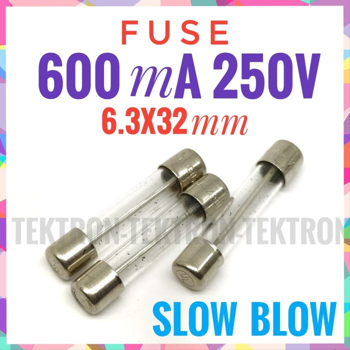 Jual Fuse 600mA 250V 6.3x32mm Time Delay Sekering Sekring D600mA 0.6A ...