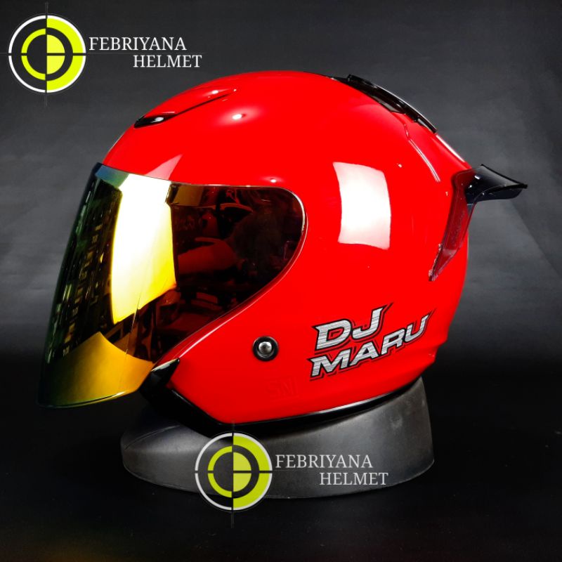 Jual HELM KYT DJ MARU SOLID FIRE RED PAKET GANTENG | Shopee Indonesia