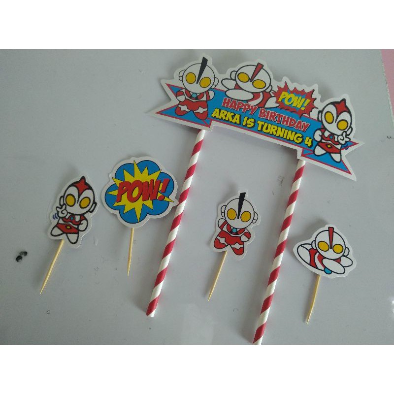 Jual Cake Toppers Ultraman chibi / Tusukan kue ultah karakter Ultraman ...