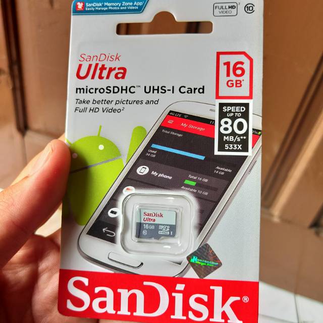 Jual MICRO SD 16GB CLASS 10 SANDISK ORIGINAL ASTRINDO HOLOGRAM GARANSI RESM | Shopee Indonesia