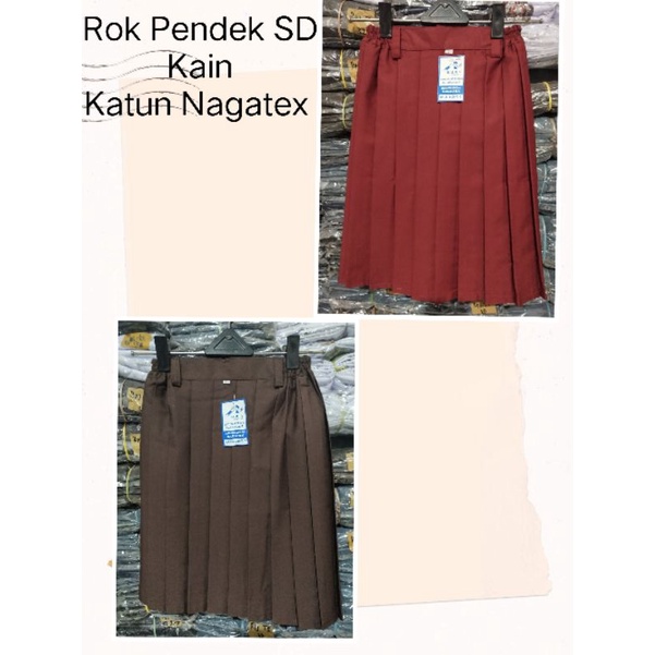 Jual Seragam Sekolah Rok Pendek SD Merah / Coklat Model Rempel Keliling Kain Katun | Shopee ...