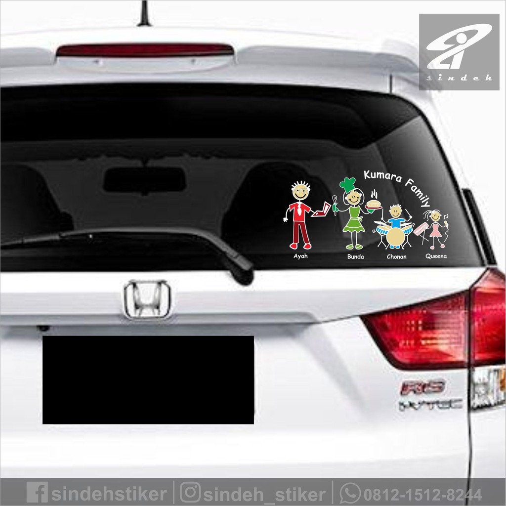 Jual cutting sticker mobil Happy Family / Happy Muslim Family Warna ...
