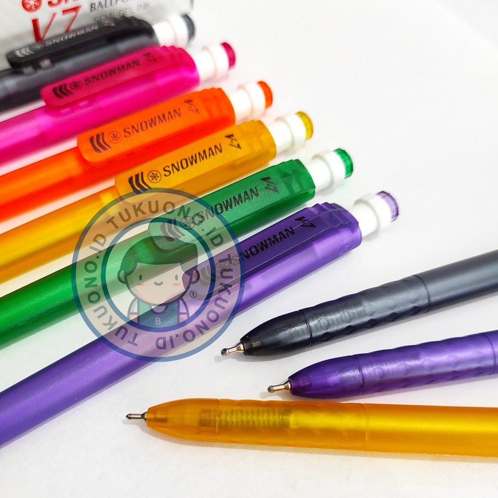 Jual SNOWMAN V7 Semi Gel Ink Fine Point 0.7 | Ballpoint Pulpen Bolpen ...