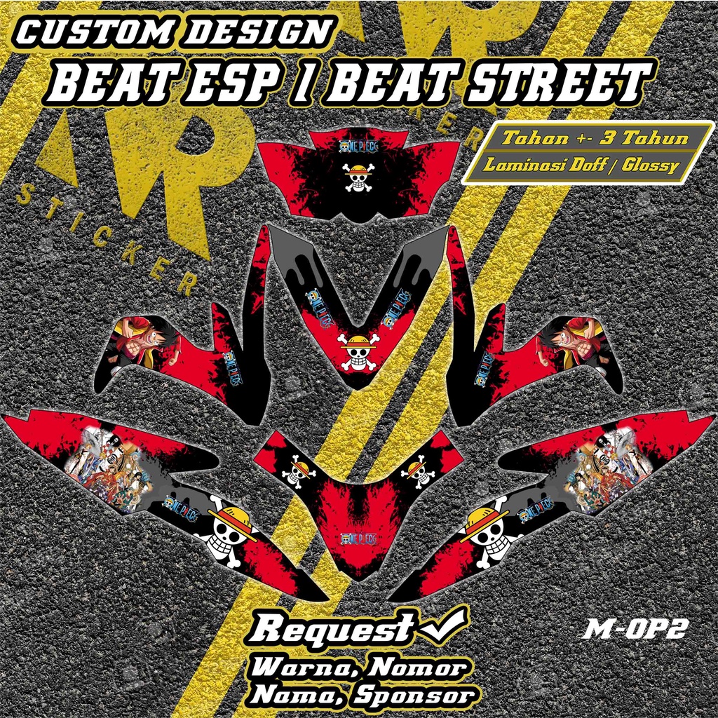 Jual Stiker Decal beat esp / beat street Custom Desain ONE PIECE ...