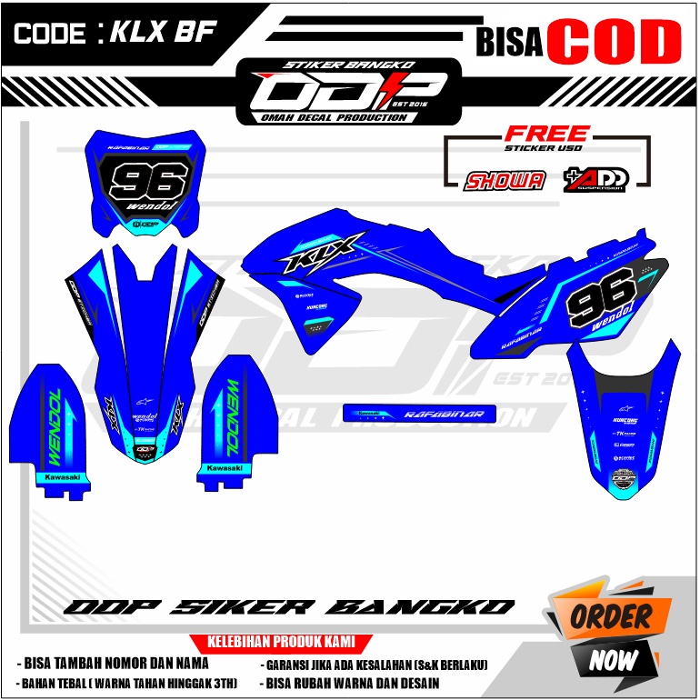 Jual decal stiker KAWASAKI KLX BF 150 full body dekal STICKER striping ...