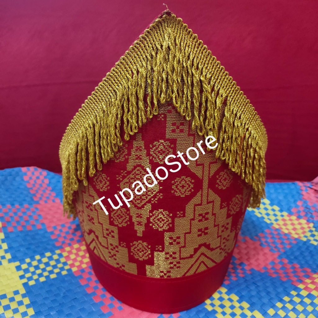 Jual topi pengantin pria,adat batak toba, rambu emas motif songket ...