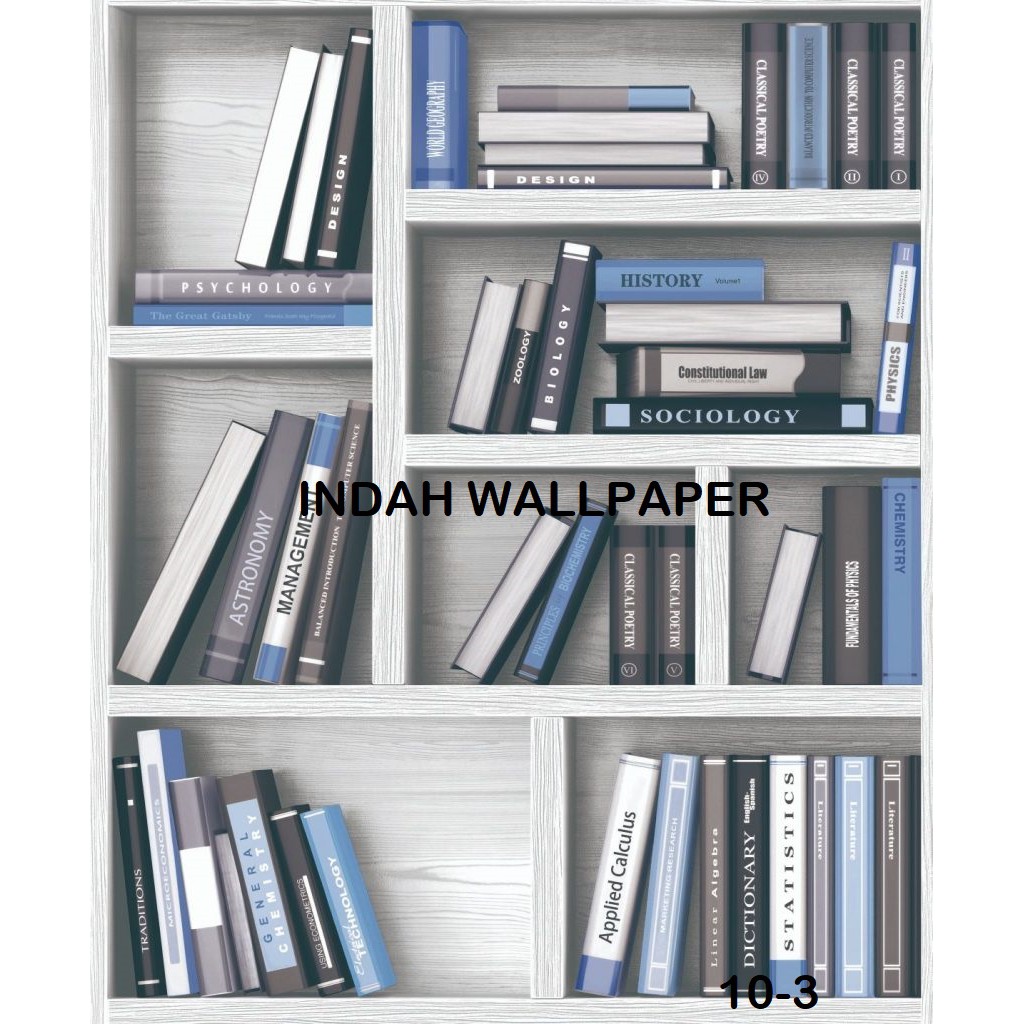 Jual Wallpaper Dinding Motif Rak Buku Susun 3D Natural SF | Shopee ...