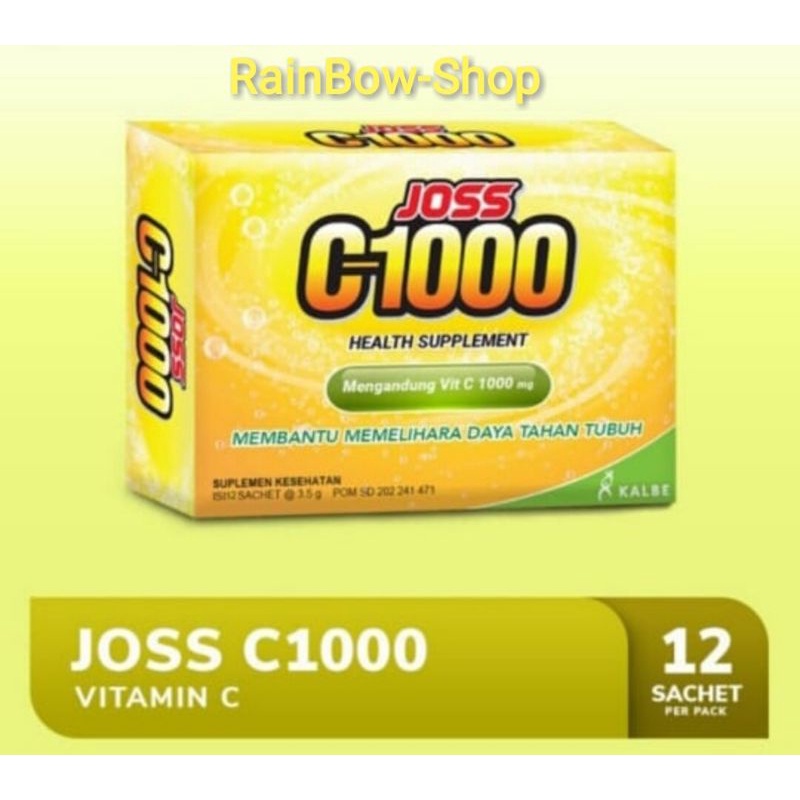 Jual Joss C-1000 Suplemen Vitamin Vit C 1000mg - 1 Box Isi 12sachet @3 ...