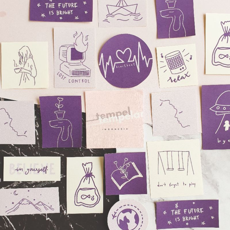 Jual Purple Cartoon Sticker Aesthetic Cute (Stiker Deco Lucu Murah) | Shopee Indonesia