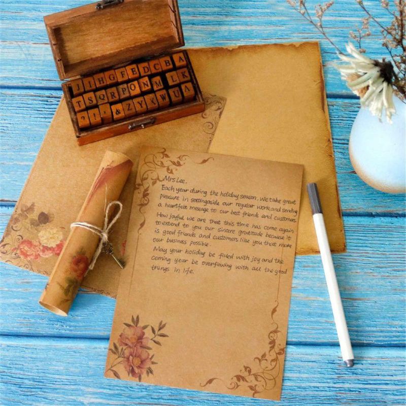 Jual kertas surat vintage / amplop surat Kraft amplop desain bunga ...