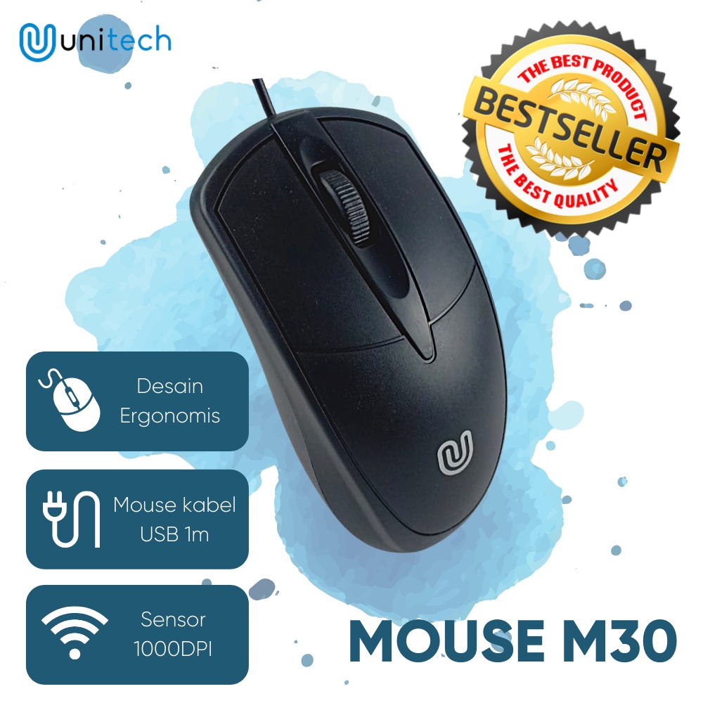 Jual Optical Mouse M30 Unitech Wired Kabel USB 1000DPI - Black | Shopee ...