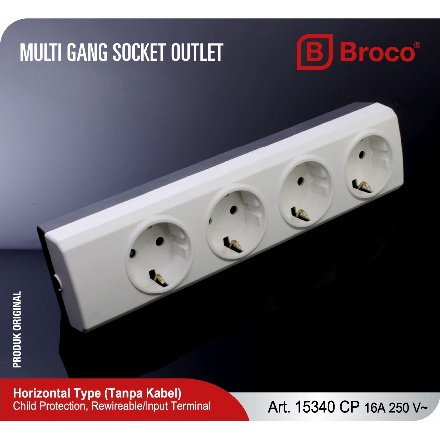 Jual Broco Electrical 15340-55CP Stop Kontak 4 Lubang (Child Protection ...