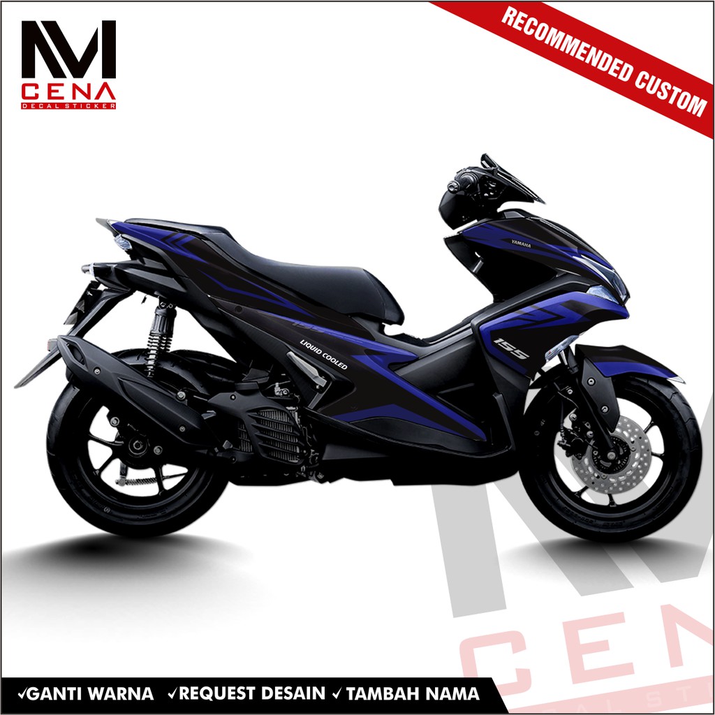 Jual Sticker Striping Decal Aerox 155 full body blue simple custom ...