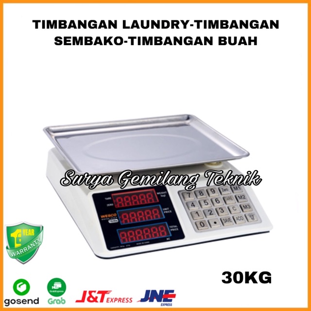 Jual TIMBANGAN LAUNDRY/TIMBANGAN SEMBAKO/TIMBANGAN BUAH DIGITAL 30KG | Shopee Indonesia